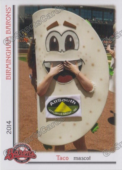 2014 Birmingham Barons Taco Mascot – Go Sports Cards